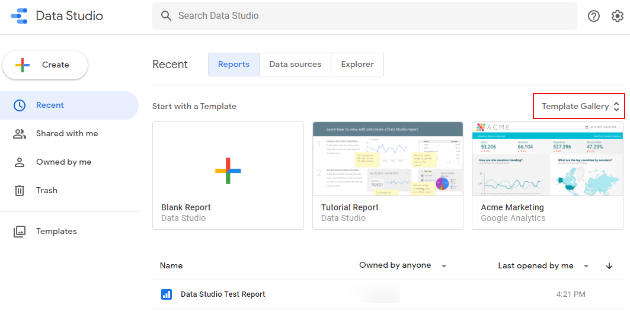 Seven methods to create a new report in Google Data Studio