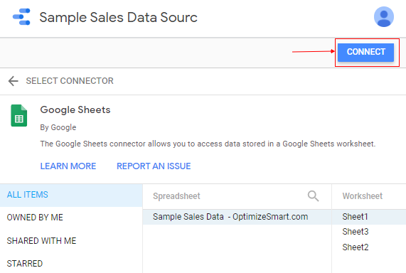 How to use Google Data Studio with Google Sheets - Optimize Smart