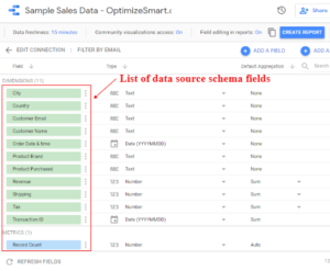 Data Source Fields in Google Data Studio - Tutorial - Optimize Smart