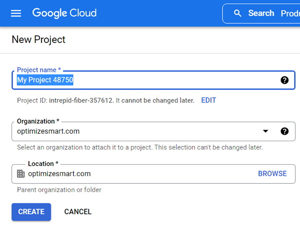 How to create a new BigQuery project - Optimize Smart