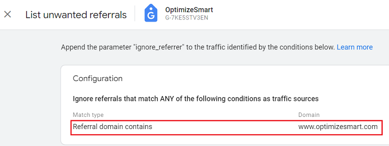 Self-referral Google Analytics 4 - Referral exclusion GA4