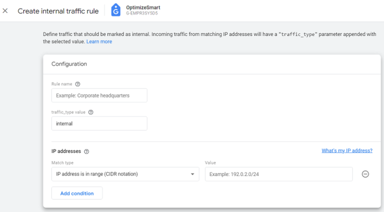 Exclude internal traffic in GA4 (Google Analytics 4) via IP filter - Optimize Smart