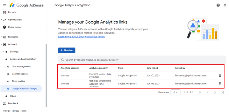 How to link Google Analytics 4 with Adsense