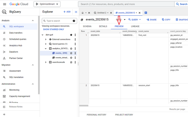 Understanding the BigQuery User Interface - Optimize Smart