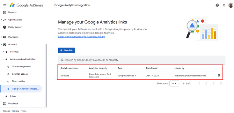 How to link Google Analytics 4 with Adsense