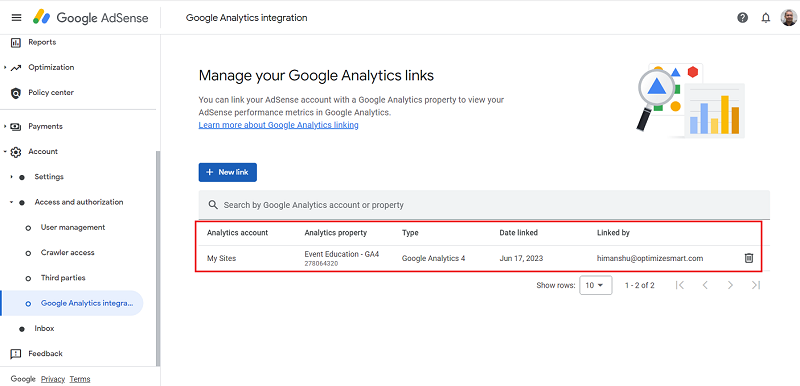 How to link Google Analytics 4 with Adsense
