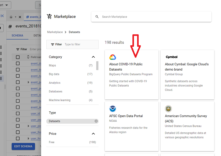 How to access BigQuery Public Data Sets