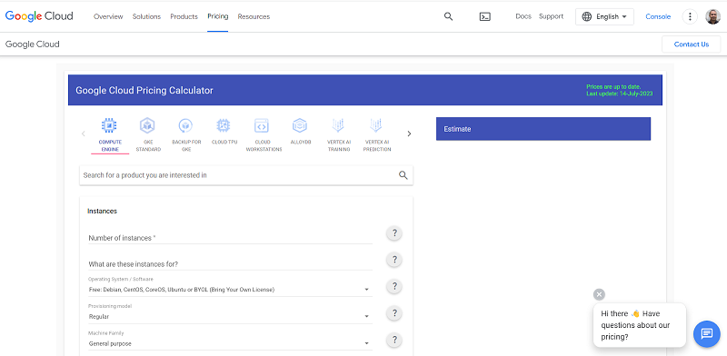 Using Google Cloud pricing calculator for BigQuery