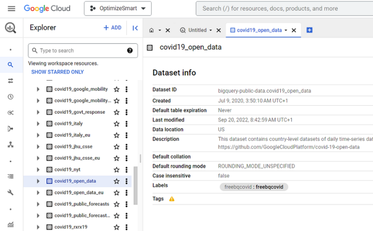 How to access BigQuery Public Data Sets