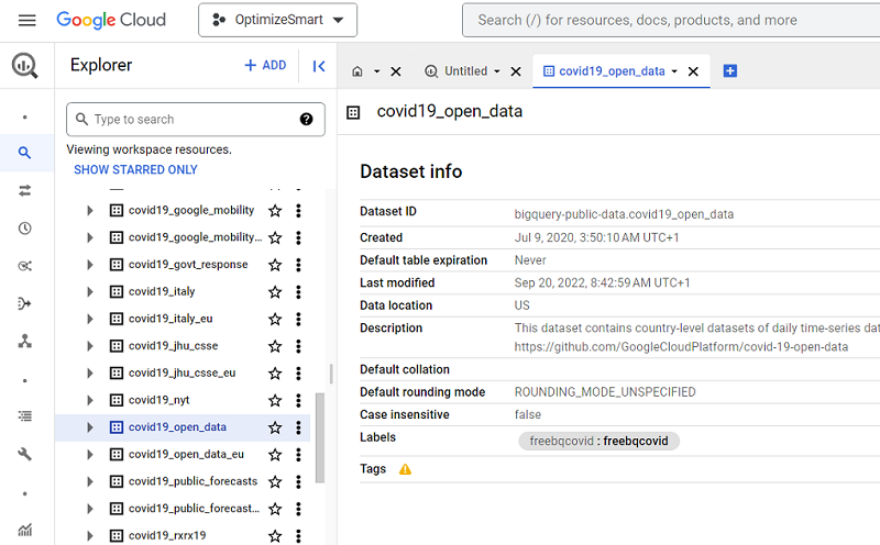 How to access BigQuery Public Data Sets