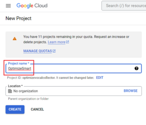 How to create a new BigQuery project - Optimize Smart