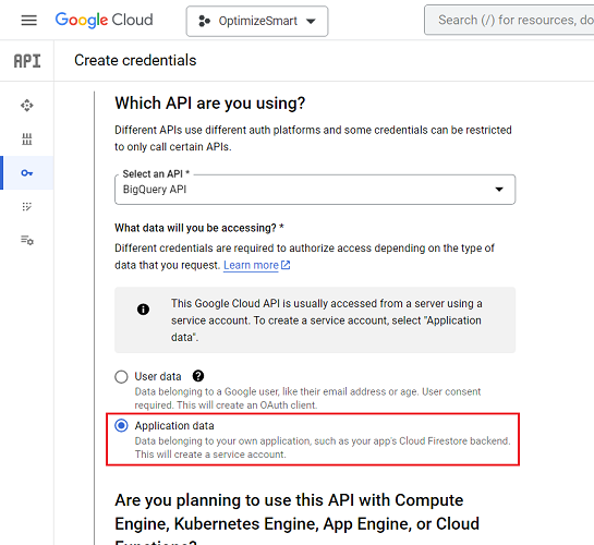 How to create a new BigQuery project - Optimize Smart