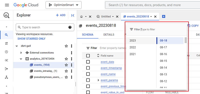 events_ & events_intraday_ tables in BigQuery for GA4 (Google Analytics ...