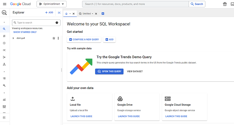 How to create a new BigQuery project - Optimize Smart