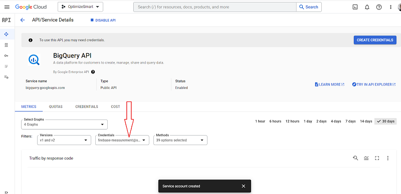 How to create a new BigQuery project - Optimize Smart