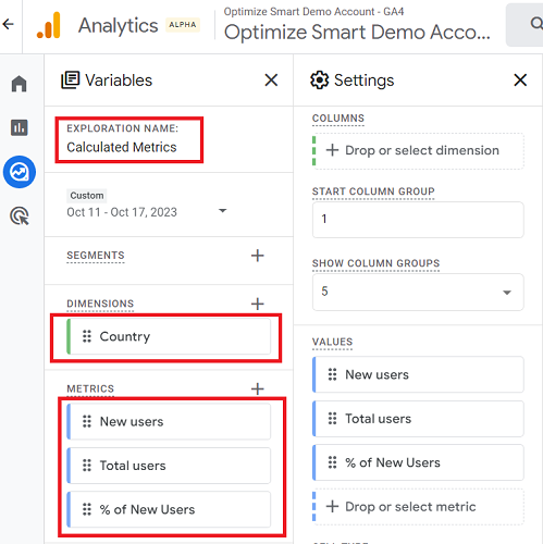 Google Analytics 4 Calculated Metrics with Examples - Optimize Smart