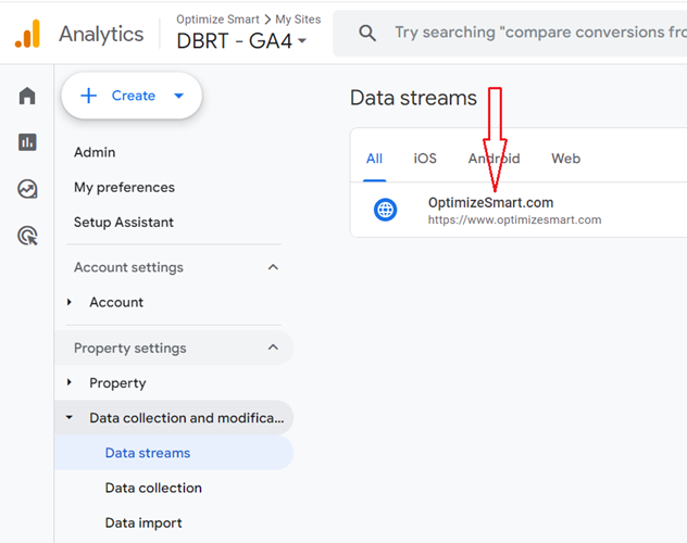 Using the GA4 Test Property - Testing Google Analytics 4 - Optimize Smart