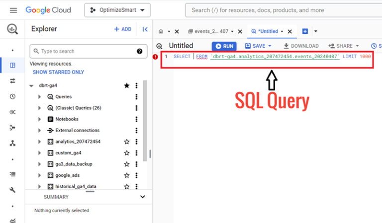 Understanding the BigQuery User Interface - Optimize Smart