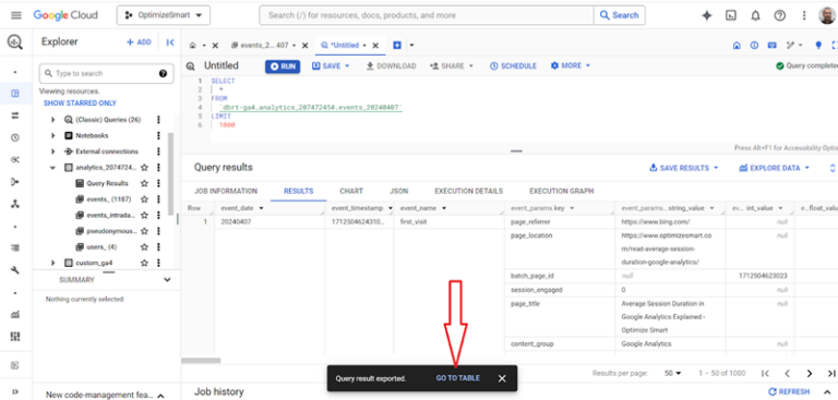 Understanding the BigQuery User Interface - Optimize Smart
