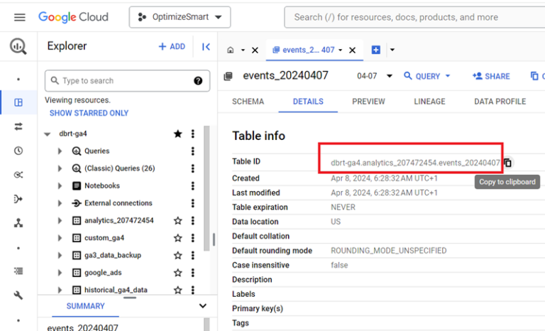Understanding the BigQuery User Interface - Optimize Smart
