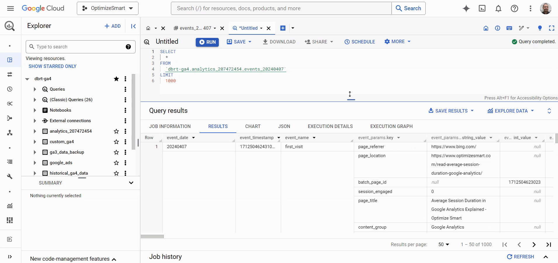 Understanding the BigQuery User Interface - Optimize Smart