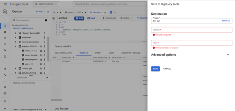 Understanding the BigQuery User Interface - Optimize Smart