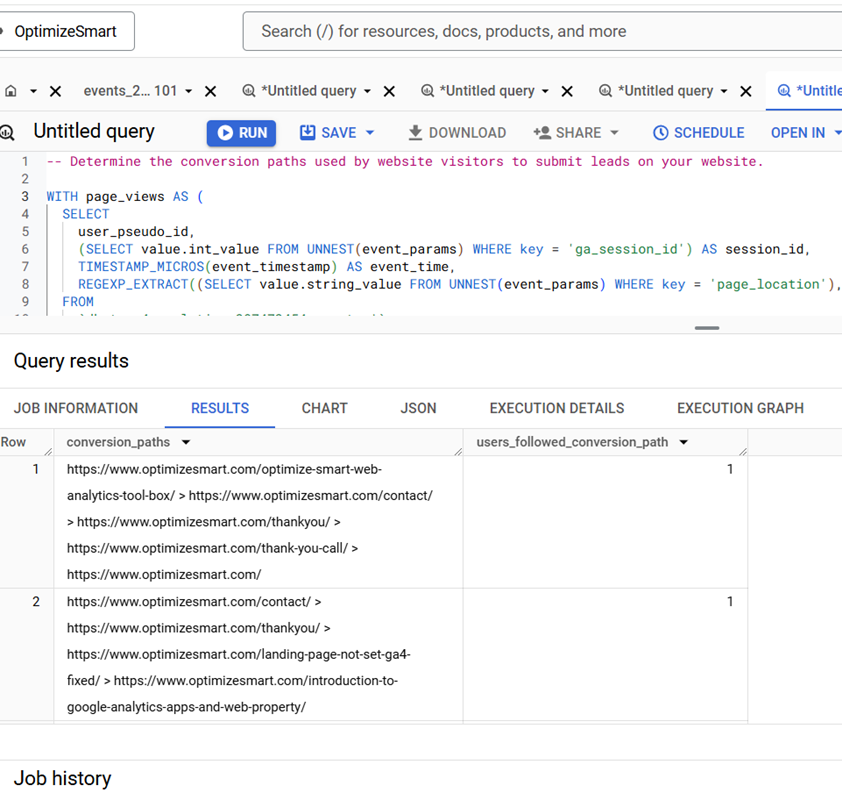 Calculating Conversion Paths in GA4 BigQuery - Optimize Smart