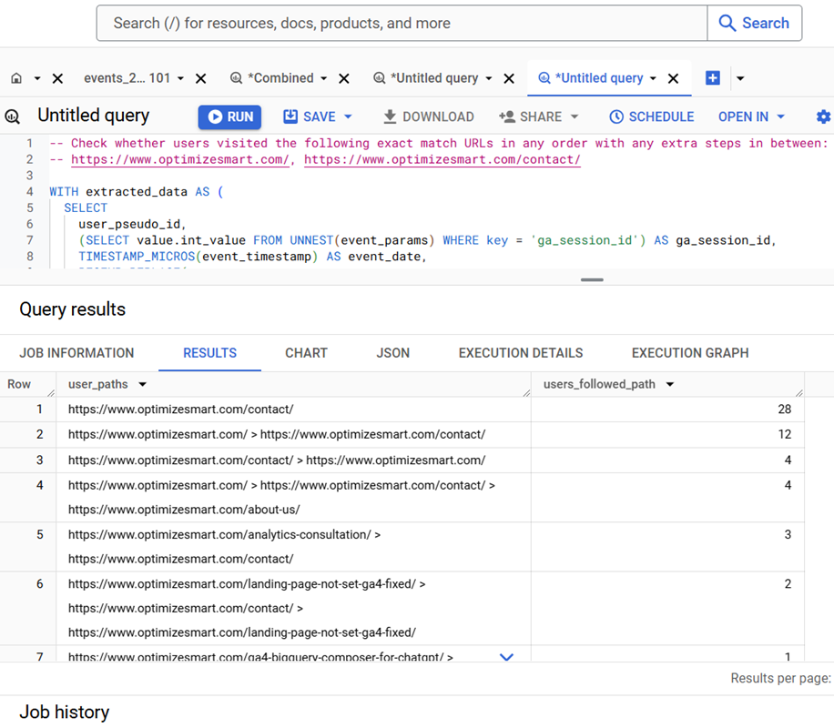 Calculating User Paths in GA4 BigQuery - Optimize Smart