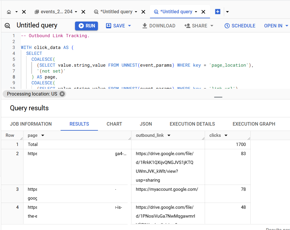 Tracking Outbound Links in GA4 BigQuery data table - Optimize Smart