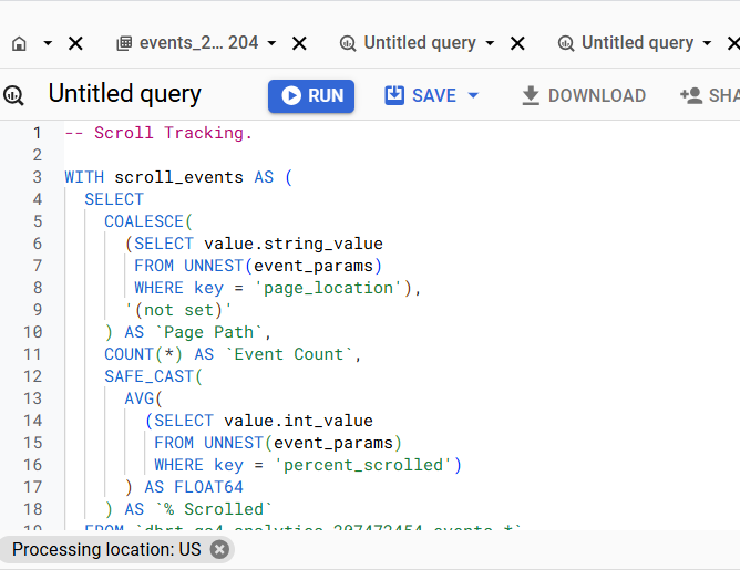 GA4 BigQuery Scroll Tracking Report - Optimize Smart