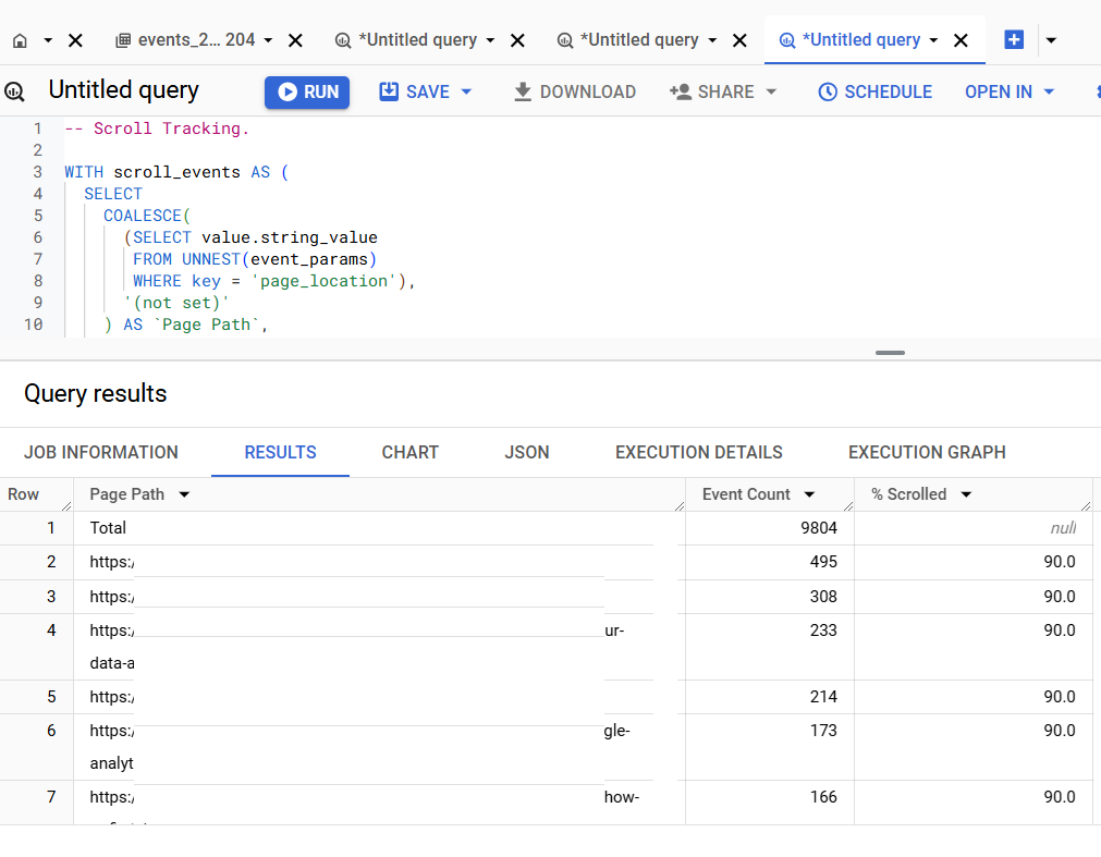 GA4 BigQuery Scroll Tracking Report - Optimize Smart