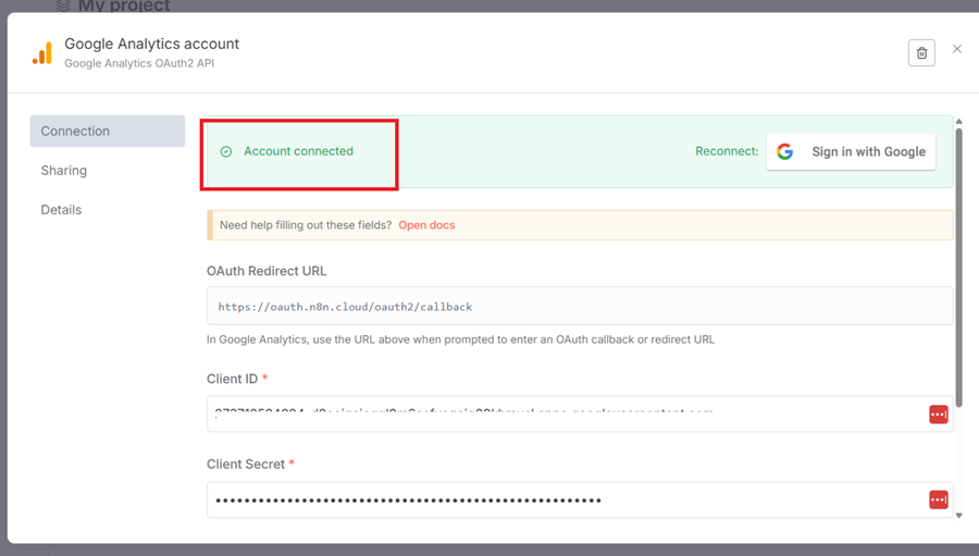 How to Connect Google Analytics to n8n (step by step guide) - Optimize Smart